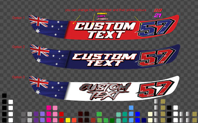 2X Custom Helmet Visor Sunstrip Sticker Decal Name Number Australian ...