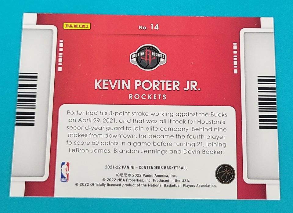 2021-22 Contenders Game Night Ticket #14 Kevin Porter Jr. BASKETBALL ...