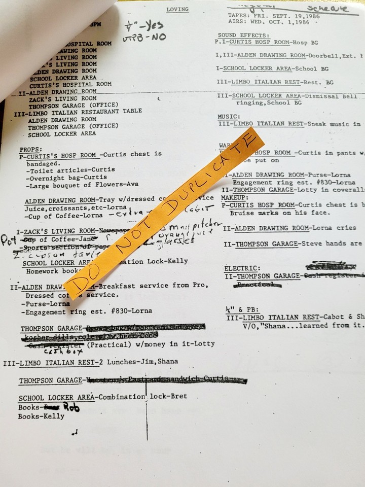 VINTAGE LOVING, ABC-TV SOAP OPERA SCRIPT Marked With Directions, VERY ...