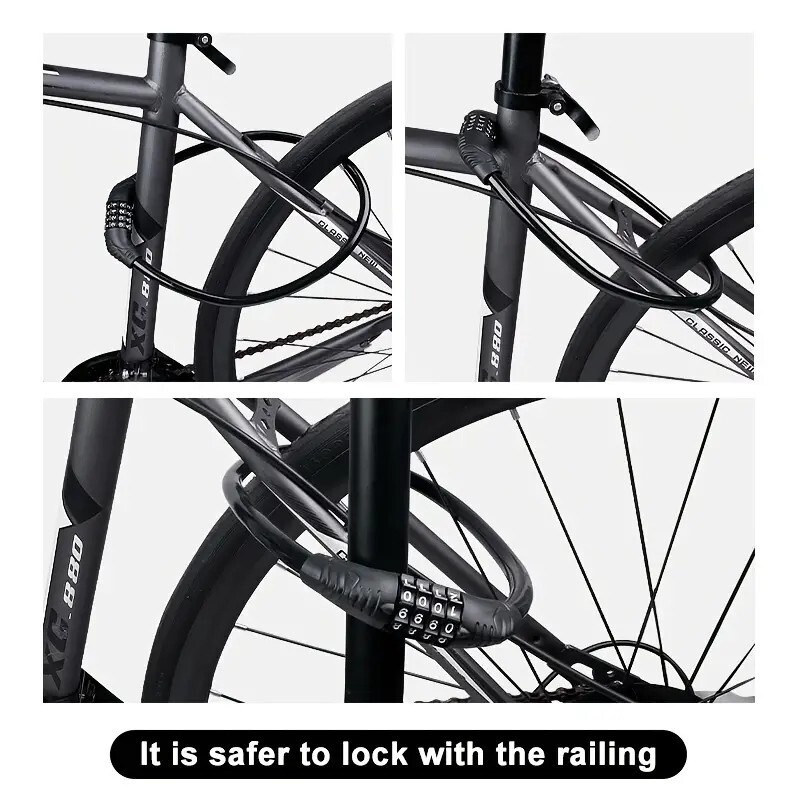 🎯Yellow Bike Lock 4-Digit Password Bicycle Resettable Combo Cable Chain ...