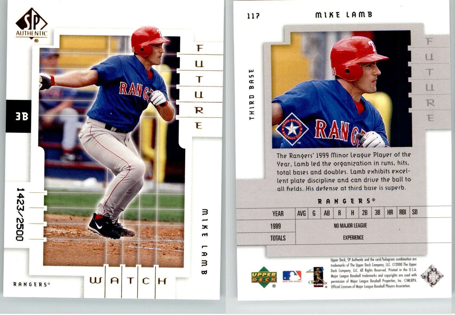 Mike Lamb 2000 SP Authentic Future Watch #117 /2500 Rangers | eBay