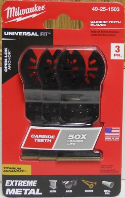 Milwaukee 49-25-1503 Oscillating Multi-Tool Extreme Metal Blade Kit - 3 ...