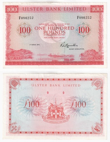 IRELAND Ulster Bank Limited £100 Banknote (1977) P.330a - VF+/aEF | eBay UK