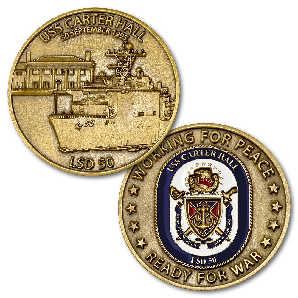 USS Carter Hall LSD 50 Working for Peace Ready for War Challenge Coin ...