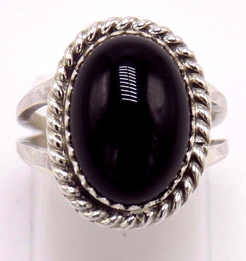 Handmade Navajo Onyx Ring Set In Sterling Silver-Cynthia Begay-5.75 | eBay