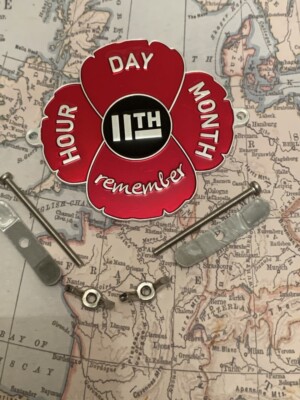 Red Poppy Grille Car Badge British Legion ALUM CUT TO SHAPE 11th Hour ...