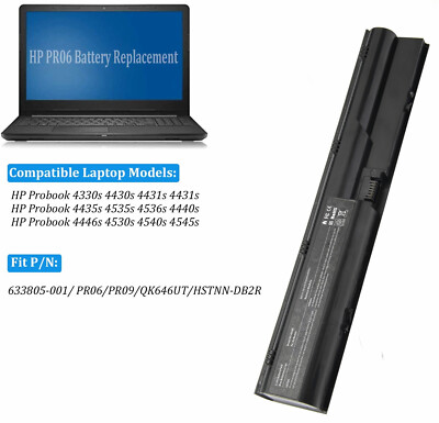 PR06 633805-001 Battery for HP Probook 4530s 4330s 4430s 4440S 4540S ...