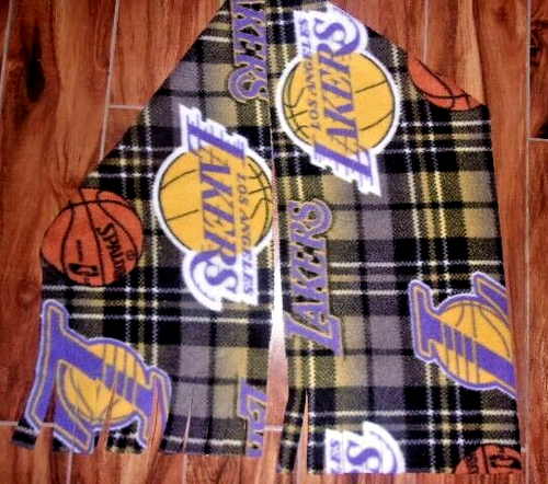 LOS ANGELES LAKERS NBA PLAID FLEECE SCARF SUPER SOFT HANDMADE 12"X 60 ...