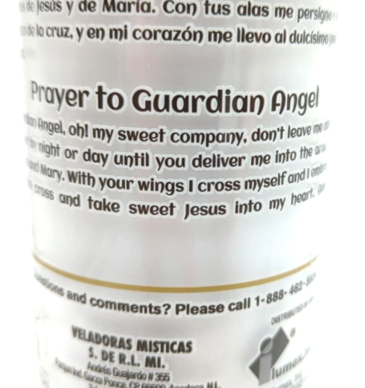 Guardian Angel Prayer Candle angel de la guarda Glass Catholic | eBay