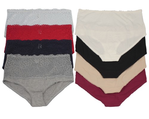 Women Cotton Knickers Lace Trim High Waist Full Coverage Panties 1Piece ...