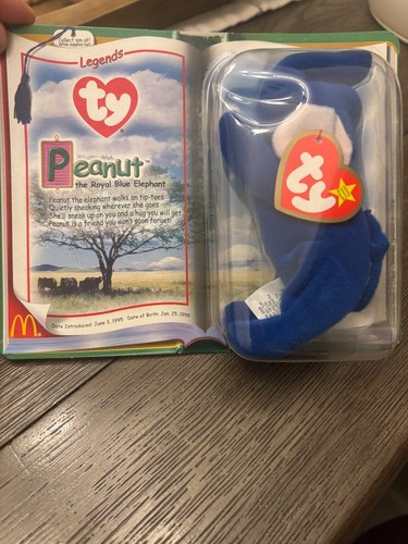 AUTHENTIC TY Peanuts Royal Blue Elephant Beanie Baby Rare Mcdonald 1995 ...
