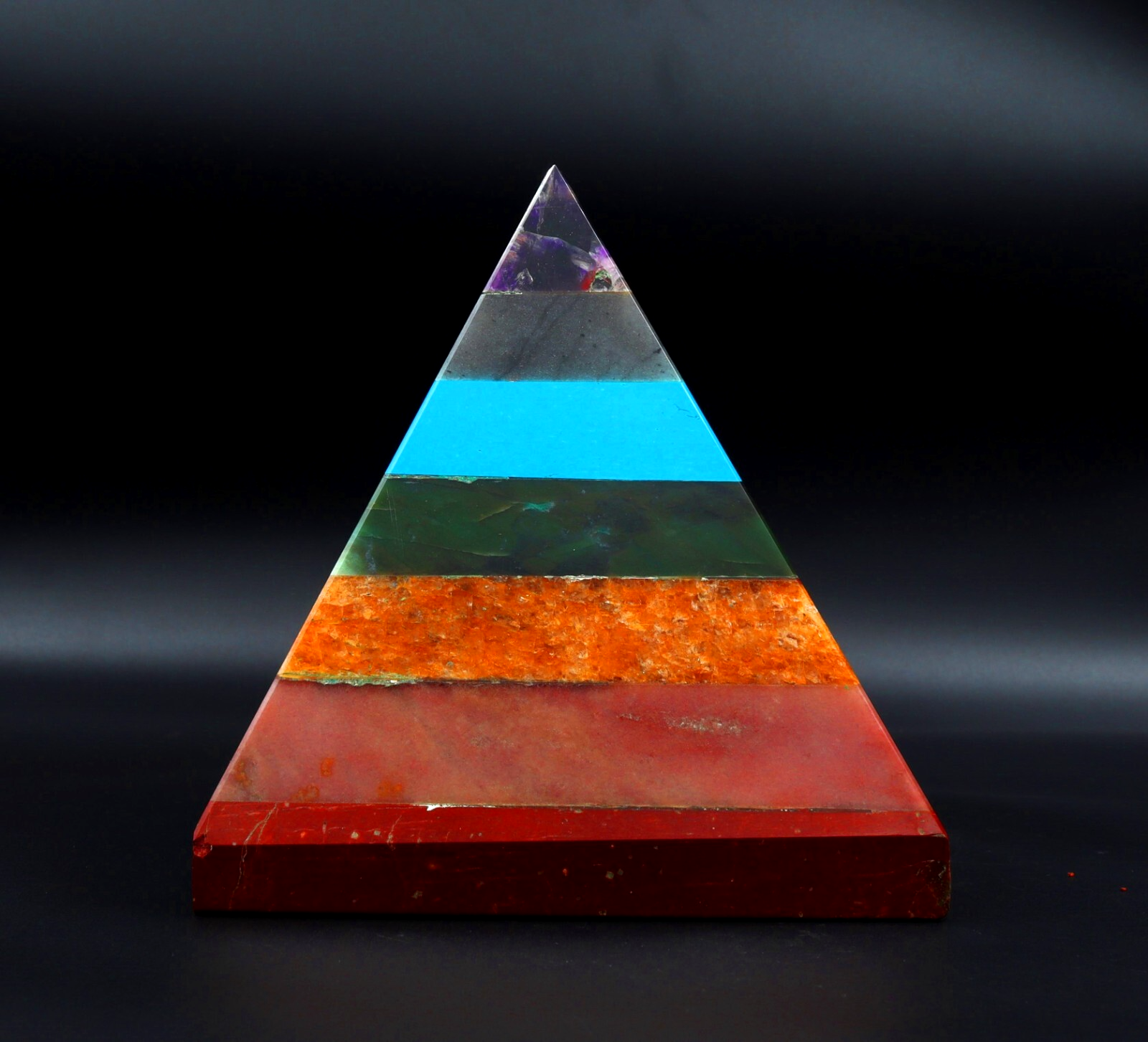 140MM Seven Chakra Gemstone Pyramid Natural Healing Egyptian Spiritual ...
