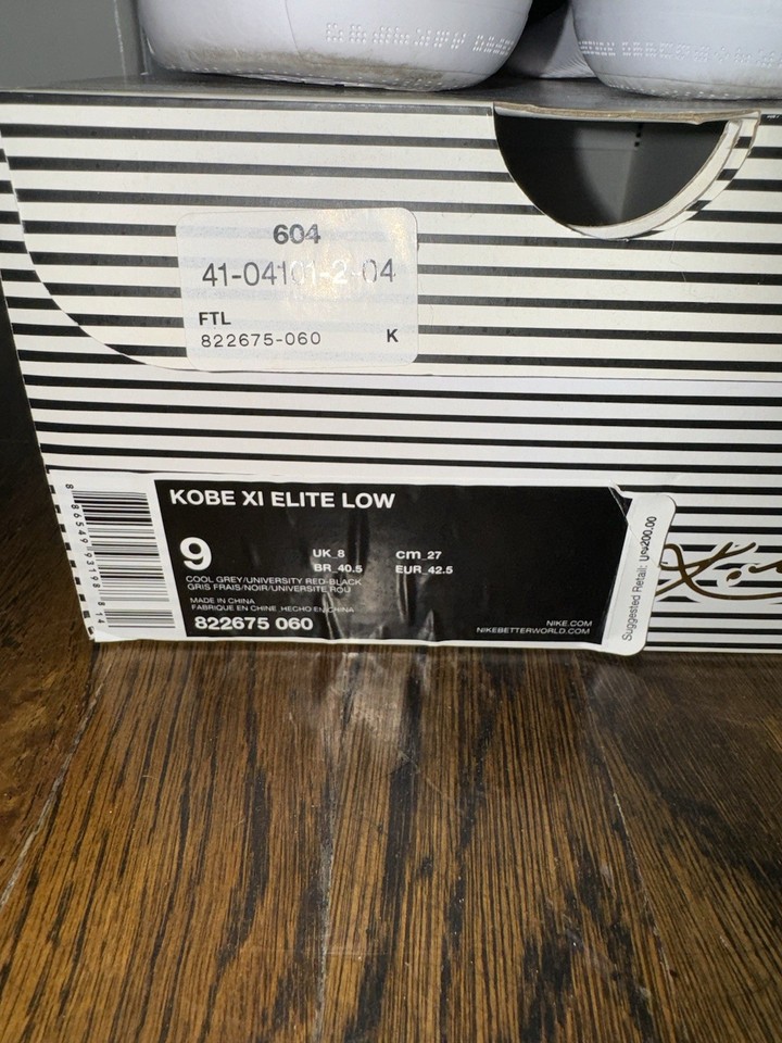 Nike Kobe XI Elite Low Tinker Muse Red Sneakers 822675-060 Men's Size 9 ...