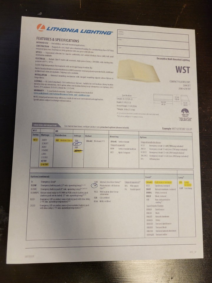 LITHONIA WST 2/42TRT MD277 PELPI Outdoor Photoelectric Architect Wall Sconce NEW | eBay