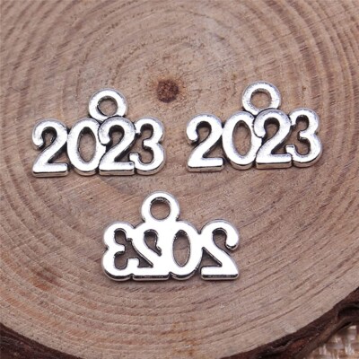 10 Number Charms 2023 Pendants Antiqued Silver Graduation Year New ...
