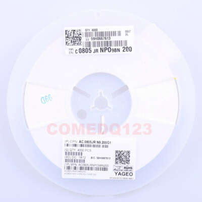 4000PCS/Reel 0805 20pF 50V NPO/C0G ±5% AC0805JRNPO9BN200 YAGEO ...