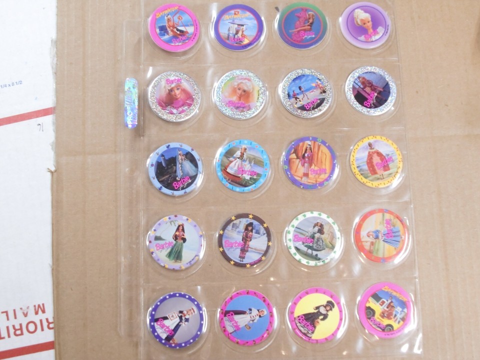 POGS/MILKCAPS "BARBIE" POG/MATTEL 1995 COMPLETE SET OF (60) POGS & (12 ...