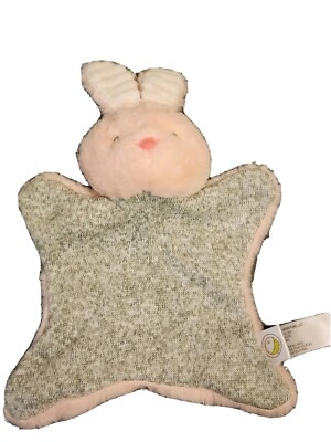 Animal Adventure Bunny Rabbit Lovey Pink and Gray 12" Sewn Eyes baby ...