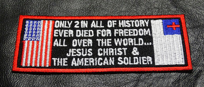 USA CHRISTIAN FLAG American Soldier Christian Jesus Bible Verse IRON ON ...