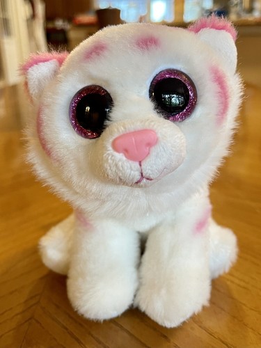 Ty Beanie Boo Tabor Tiger Velvet Big Eyed Pink White Soft Plushie Plush ...