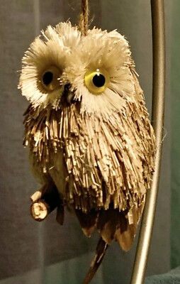 CUTE SISAL OWL CHRISTMAS TREE ORNAMENT WOODLAND NATURAL FOREST WOODSY ...