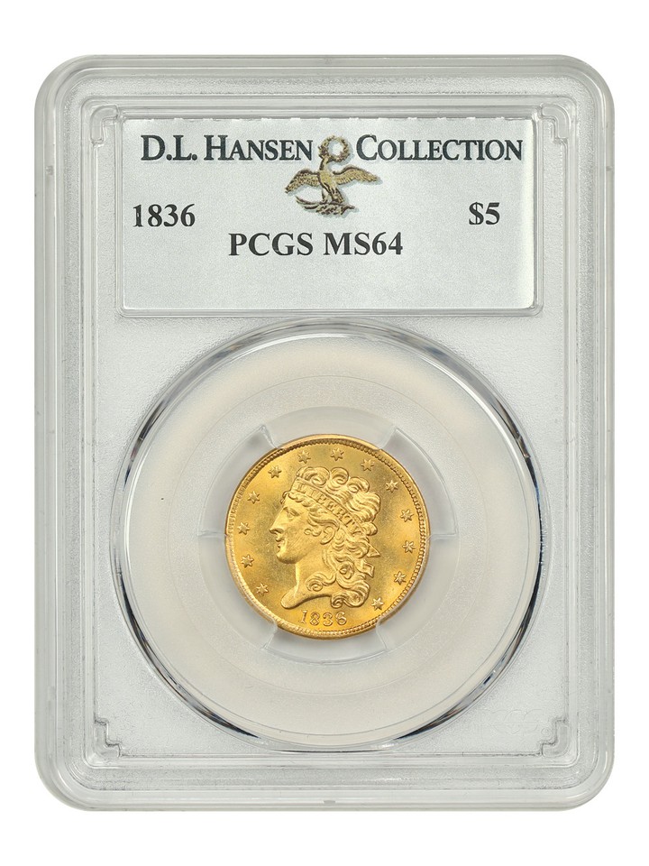 1836 $5 PCGS MS64 ex: D.L. Hansen - Classic Head $5 | eBay