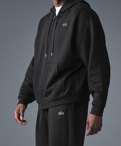alo Men's Black Full Zip Hoodie & Jogger Pants Tracksuit Set Size S | eBay