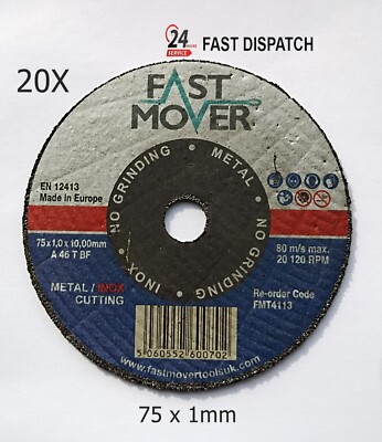 20 x NEW METAL CUTTING / SLITTING DISCS 75mm 3"/INCH 75mm x 1mm Cut Off ...