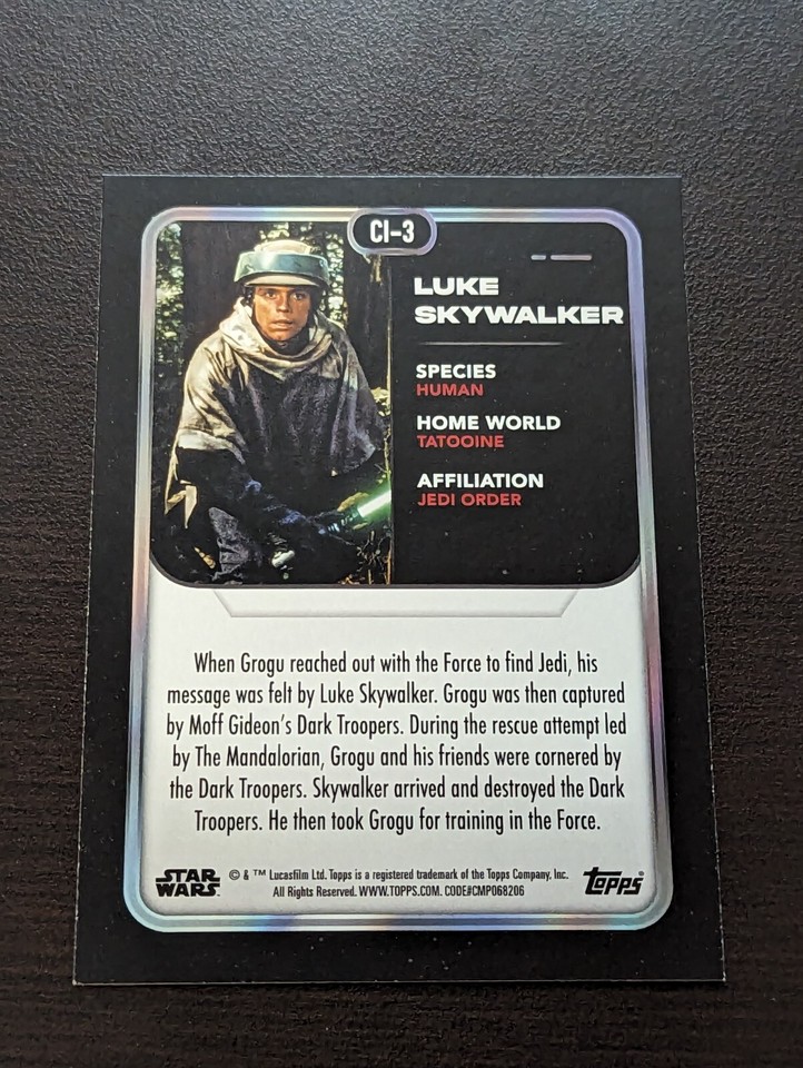 2023 Topps Star Wars Flagship Character Image Variation Luke Skywalker ...