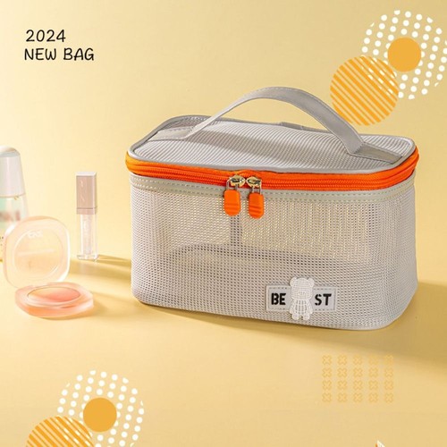 Portable Mesh Bag Large Capacity Toiletry Pouch Storage Holder Travel ...