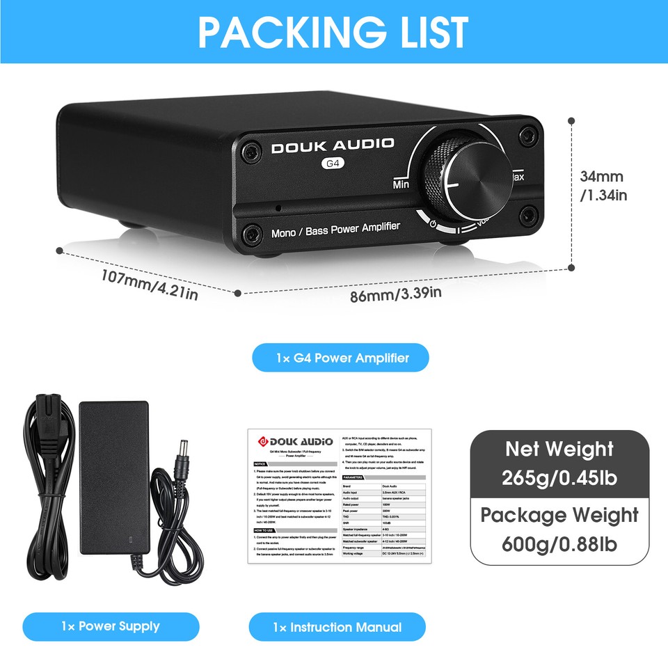 Mini 100W Mono Channel Subwoofer/Full-range Digital Amplifier Desktop ...