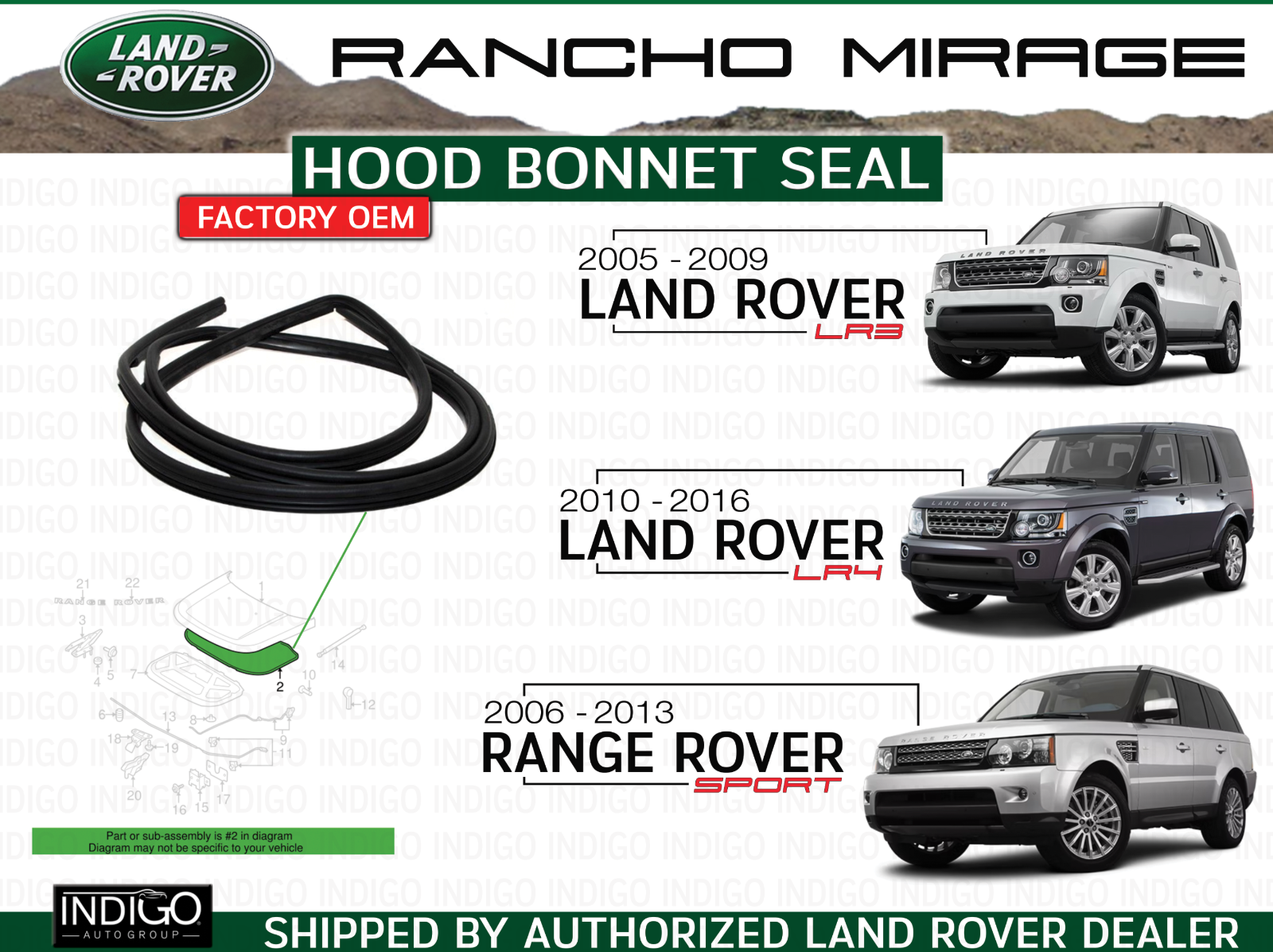 LAND ROVER HOOD BONNET SEAL LR3 LR4 RANGE SPORT LR054366 OEM | eBay
