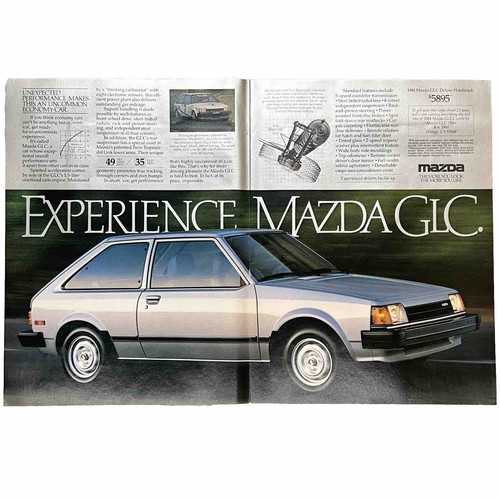 Vintage 1984 MAZDA GLC Deluxe Hatchback PRINT AD Double Page Centerfold ...