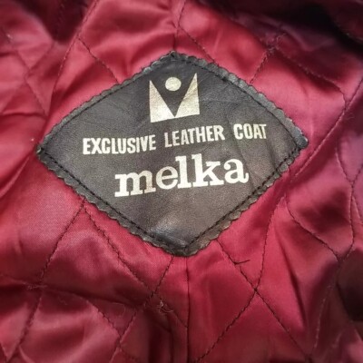 Mens Melka Leather Jacket Long Black double breast Shaft Style Vintage ...