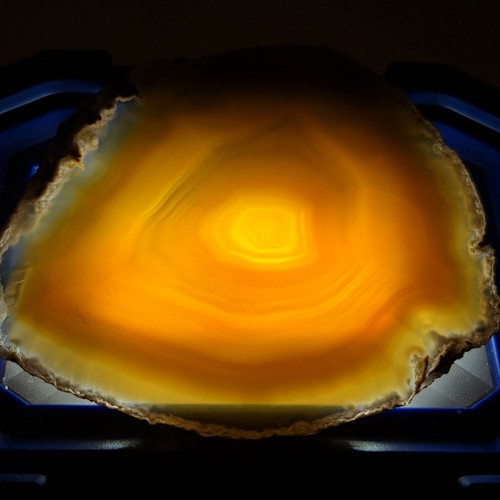 Banded Agate Geode Slab Slice Carnelian? Metaphysical Shimmers ~3 7/8 ...