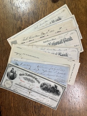 (20) Vintage Bank Checks - Mostly FALL RIVER, MASS - 1865 -to- 1892 | eBay