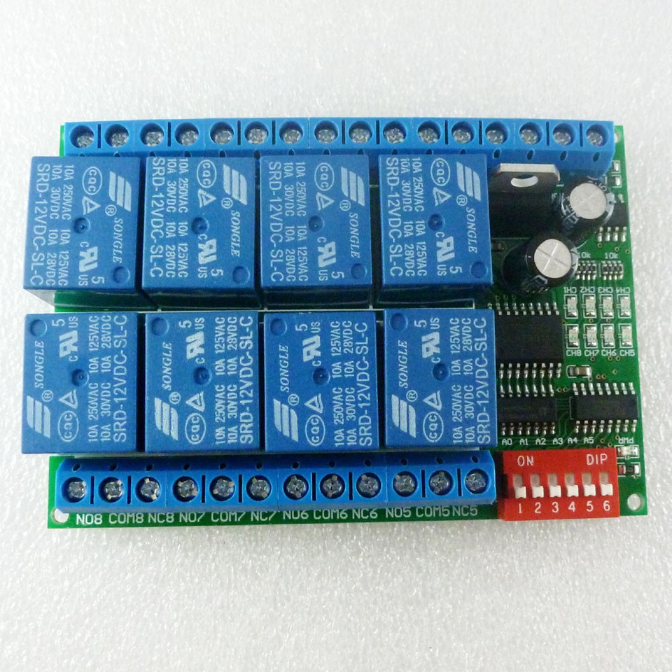 1 PCS 8 Channel DC 12V RS485 Relay Module Modbus RTU 485 Remote Control ...