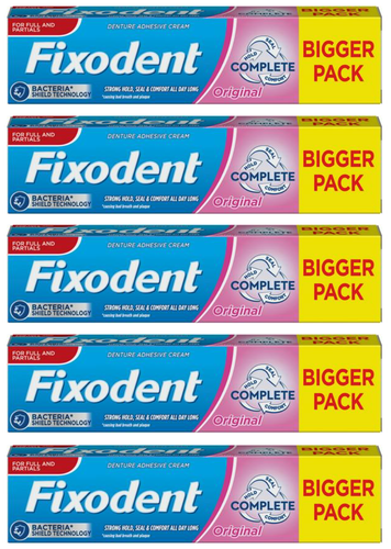 5x 65g (325g) Fixodent Original Mint Complete Strong Hold Adhesive ...