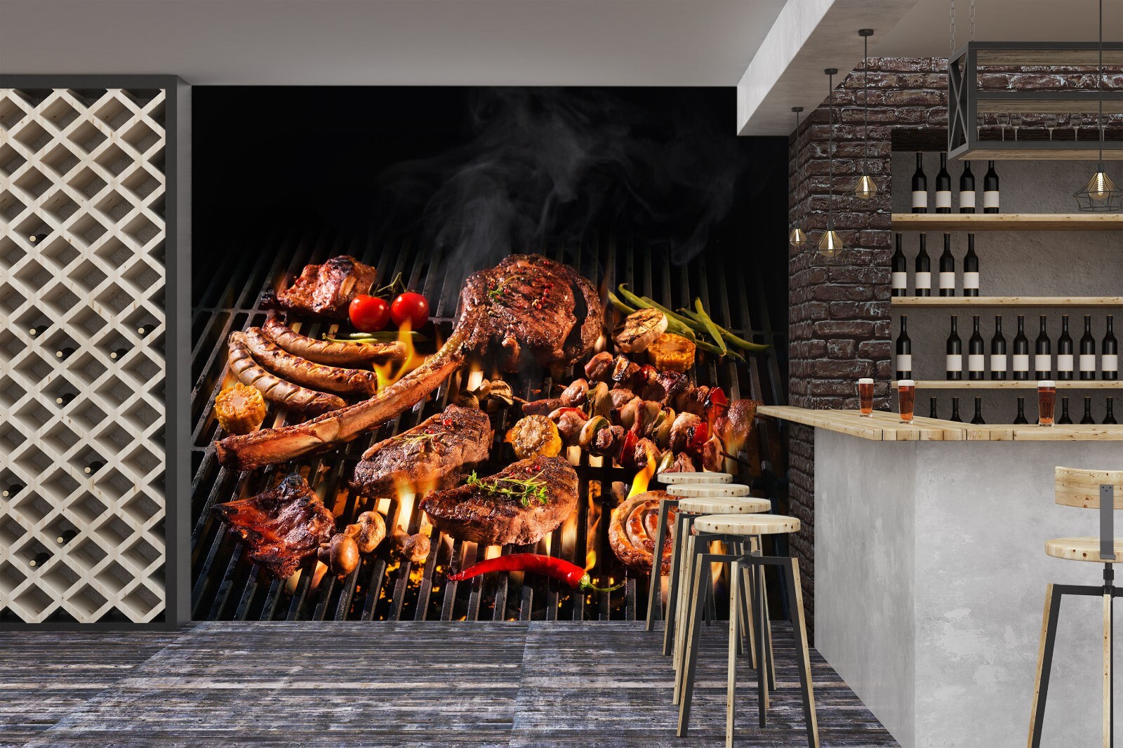 3D Sausage Steak A5363 Business Wallpaper Wall Murals Self-adhesive ...