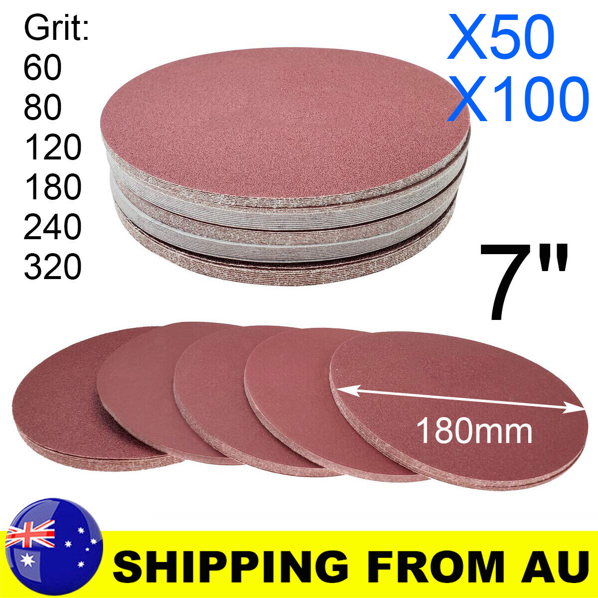 Bulk 180mm 7" Inch Sanding Discs Pads Hook Loop Disc Drywall Sander ...