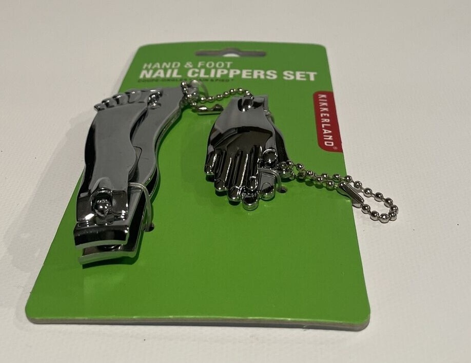 Kikkerland Nail Clippers Set Hand and Foot Shaped Silver Gag Gift ...