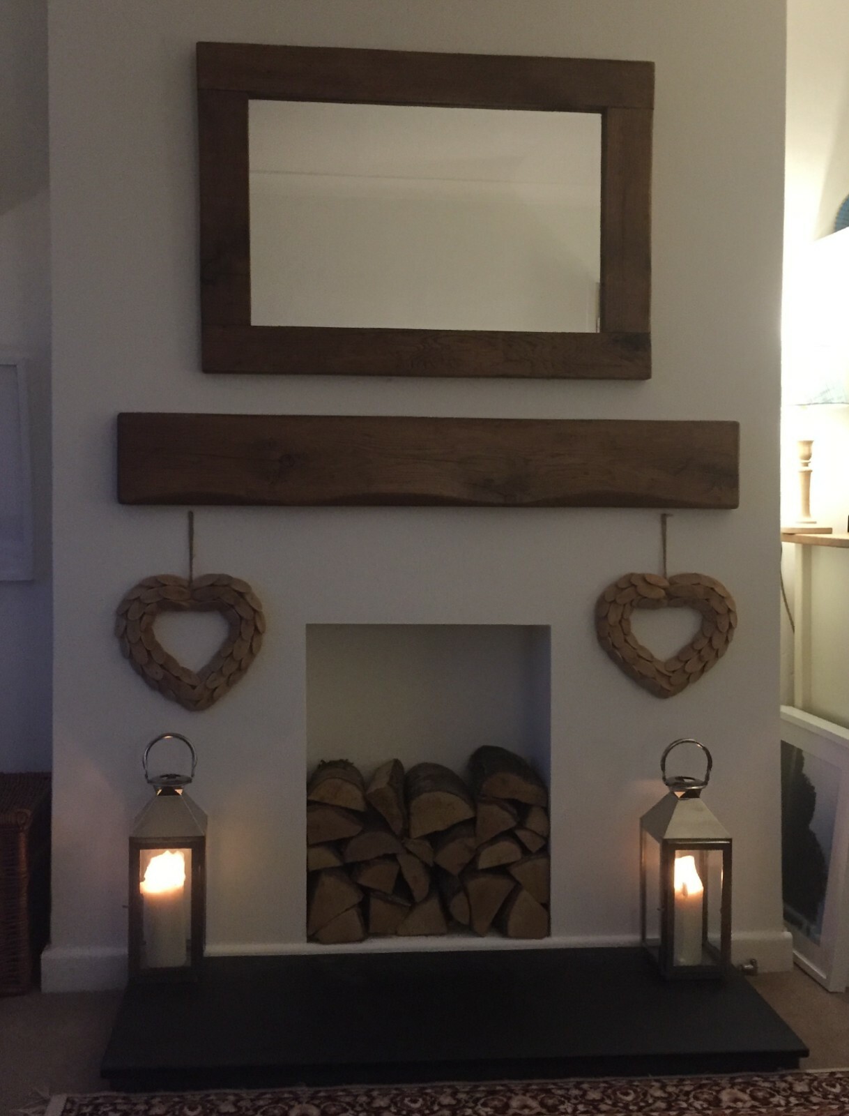 SOLID OAK FLOATING FASCIA WOODEN LINTEL FIRE SURROUND BEAM MANTLE ...
