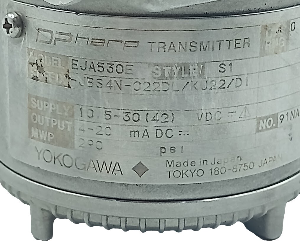 Transmissor de Pressão Yokogawa EJA530E-JBS4N-022DL/KU22/D1 | eBay