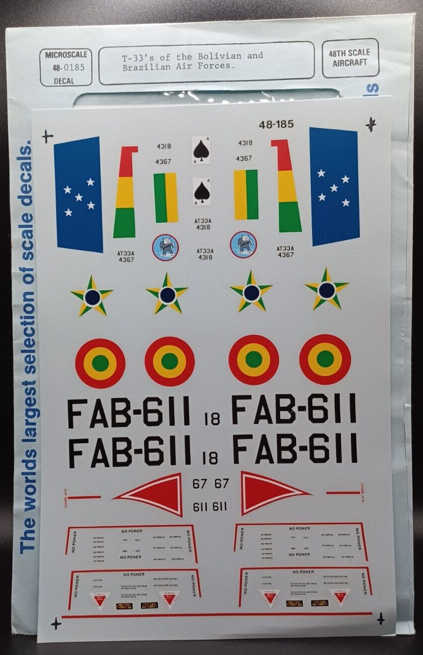 MicroScale | No. 48-185 | 1:48 T-33's Bolivian & Brazilian Decals | eBay