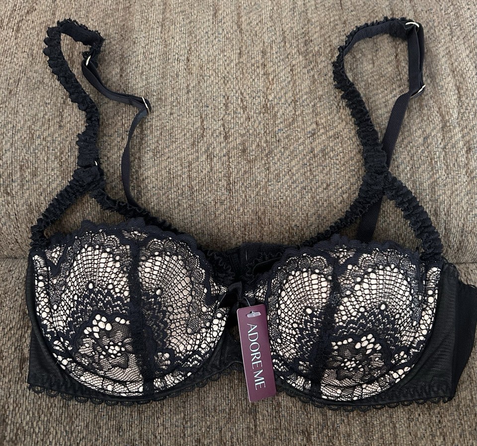 NWT Adore Me 00093 Womens Kimmy Push Up Lace Quarter Cup Bra Underwire ...