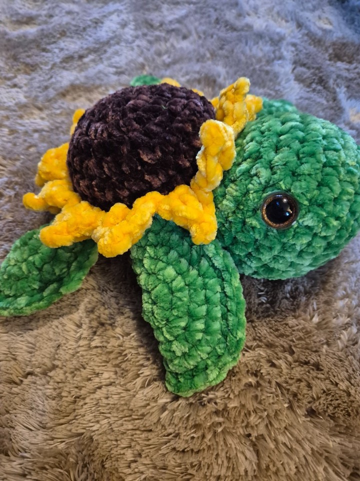 Handmade Crochet Sunflower Turtle - Large | eBay UK