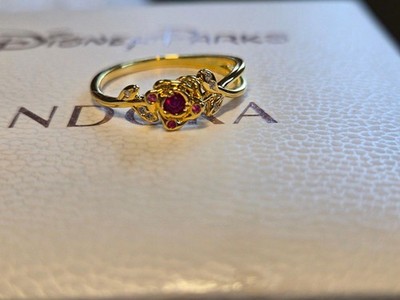 Pandora Disney belle rose Ring cubic zirconia 14k Gold-Plated size 8 | eBay