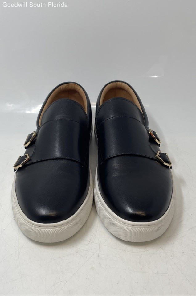 Marc Nolan Mens Kyler Black Leather Double Monk Strap Sneakers Shoes ...