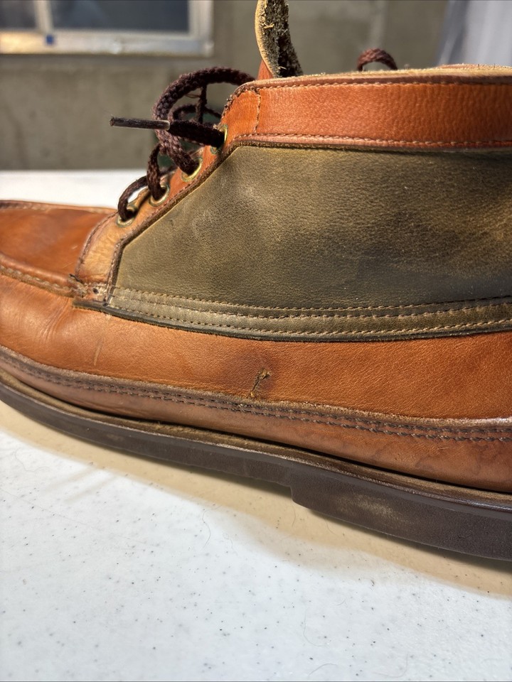 RUSSELL MOCCASIN LEATHER BOOTS PH Chukka Lace Up Sz 13 D Brown Green | eBay