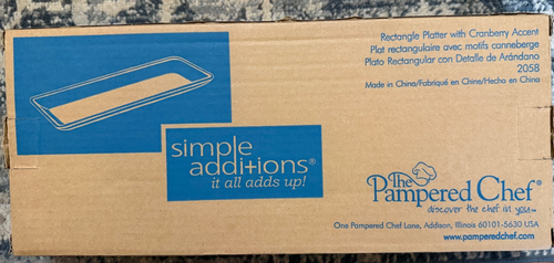 PAMPERED CHEF Simple Additions Rectangle Platter with Cranberry Accent ...